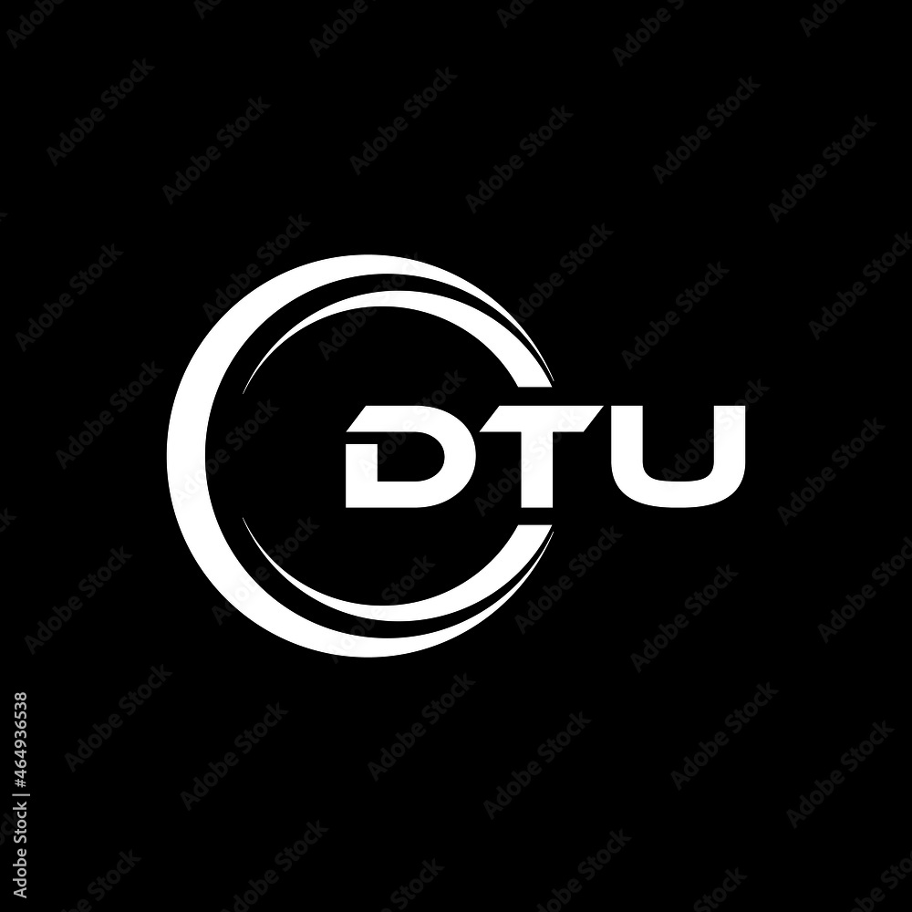 DTU letter logo design with black background in illustrator, vector ...