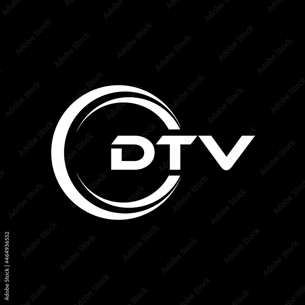 DTV letter logo design with black background in illustrator, vector ...
