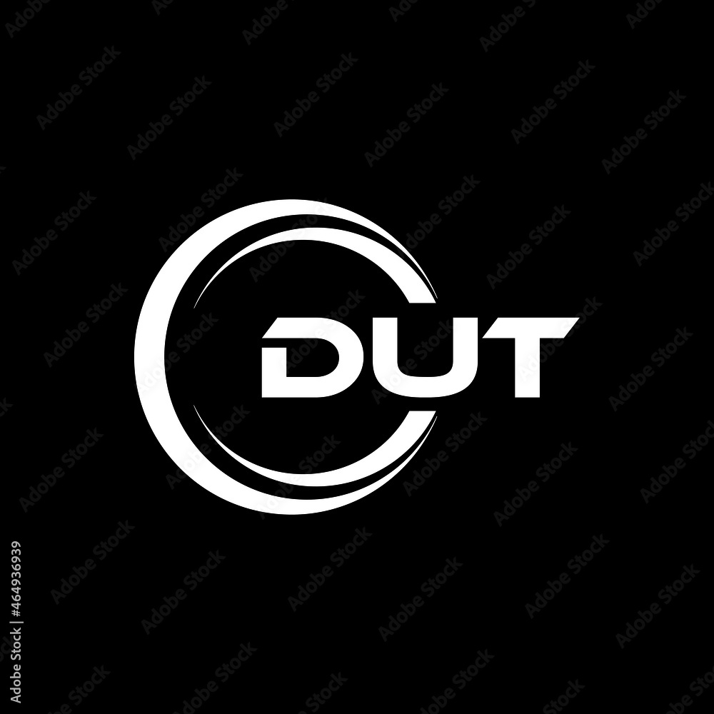DUT letter logo design with black background in illustrator, vector ...