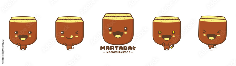 martabak cartoon mascot, Indonesian traditional food vector ...