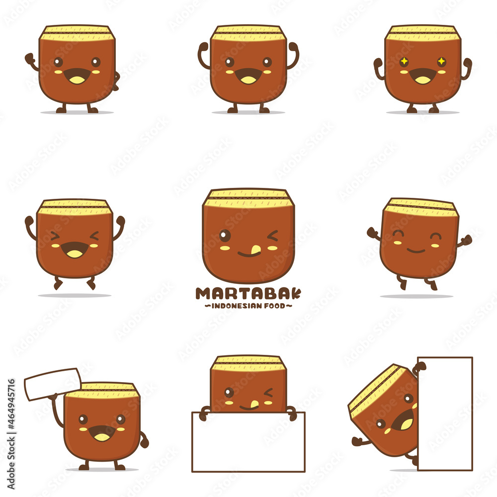 martabak cartoon, Indonesian traditional food vector illustration, with ...