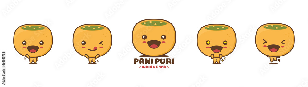 cute panipuri cartoon mascot. indian food vector illustration, with ...