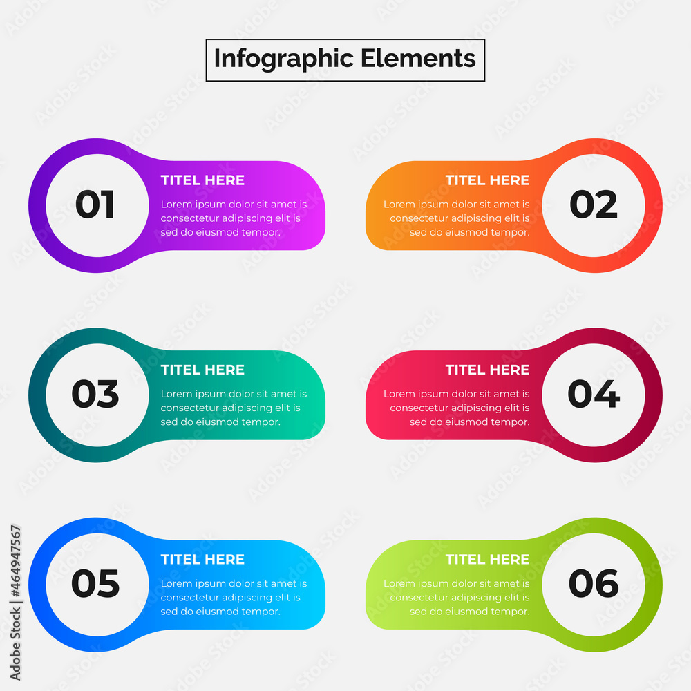 Colorful Line Step Infographic 5 Options Workflow Diagram Circle 
