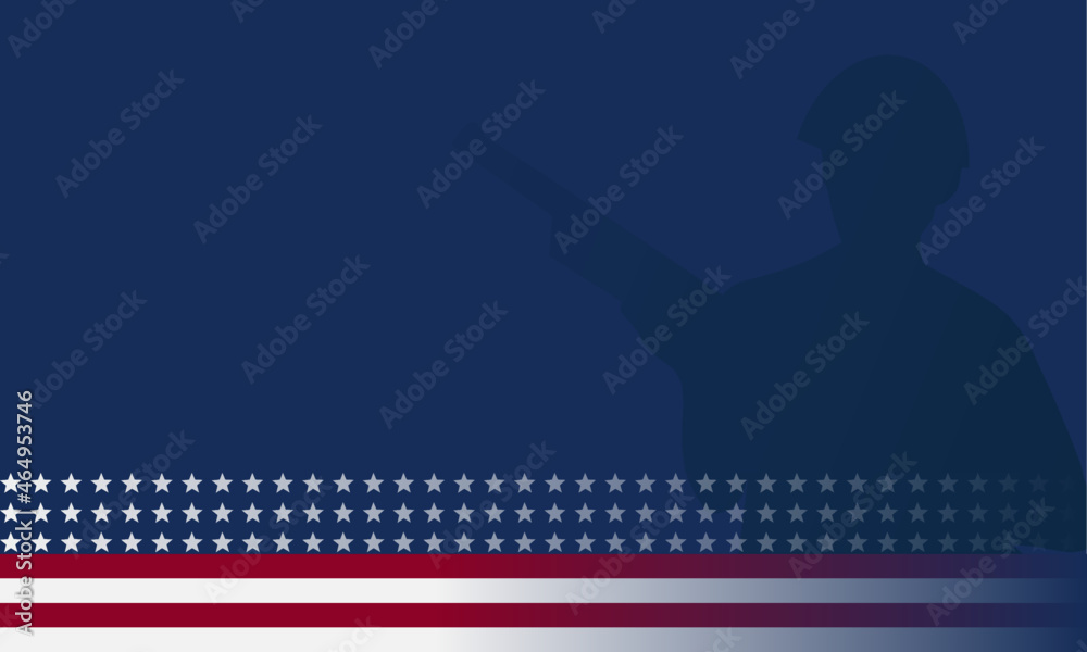 Veterans Day Background with Silhouette of a veteran soldier, and Copy ...