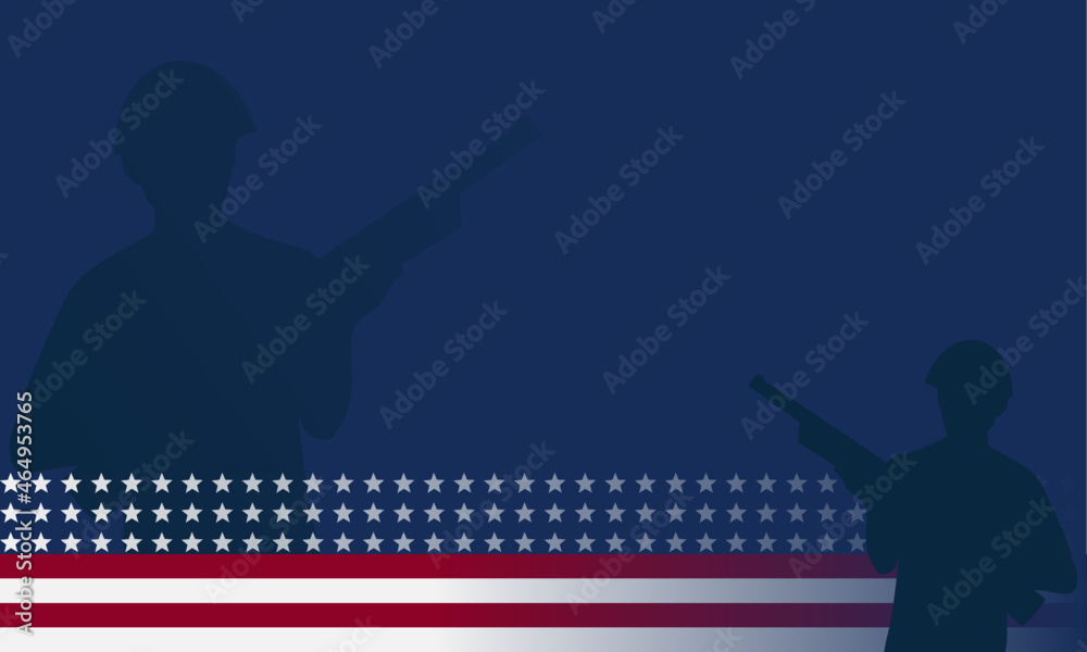 Veterans Day Background with Silhouette of a veteran soldier, and Copy ...