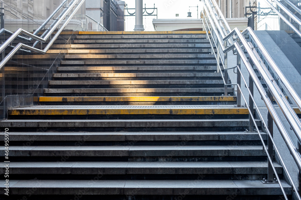 close up stairs from underground upward, stairway steps. Perspective ...