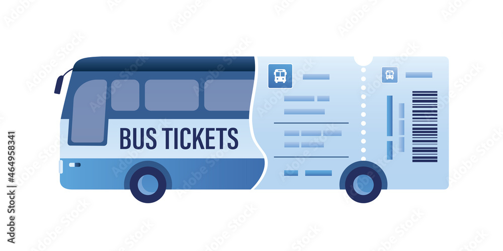 Ticket for travelling in bus. Pass and transport isolated on white ...