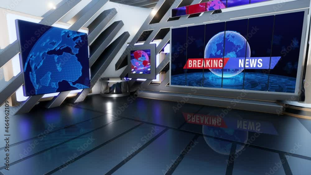 News TV Studio Set - Virtual Green Screen Background Loop motion ...
