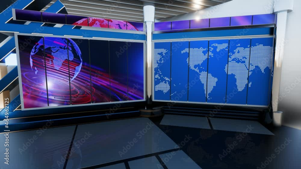 News TV Studio Set - Virtual Green Screen Background Loop motion footage, A green screen static ...