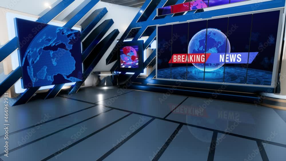 News TV Studio Set - Virtual Green Screen Background Loop motion ...