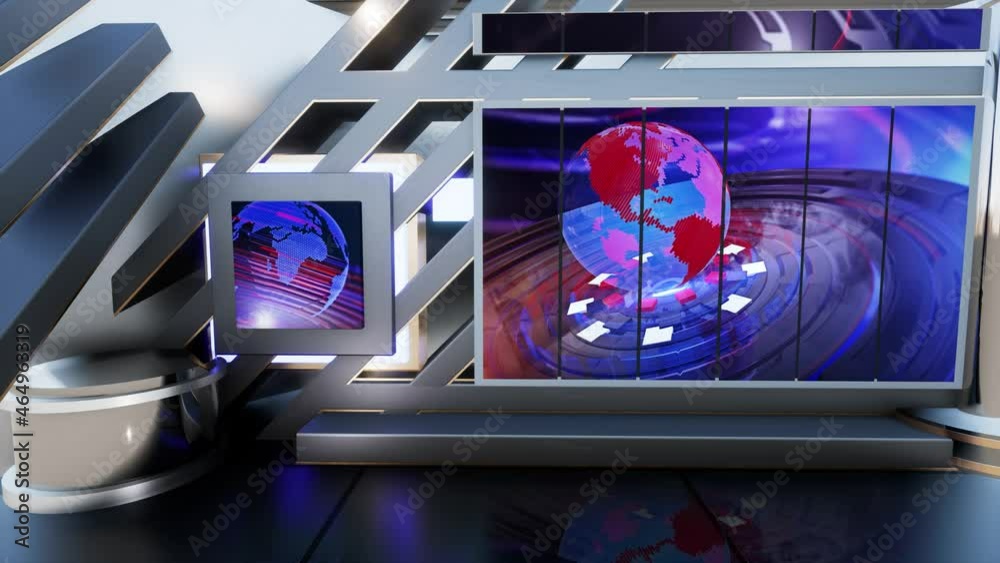 News TV Studio Set - Virtual Green Screen Background Loop motion ...