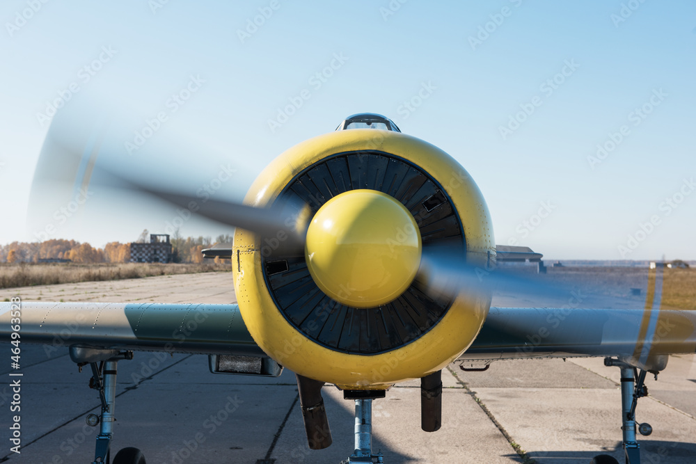 Ultralight small private aircraft airplane at the aerodrome airport ...