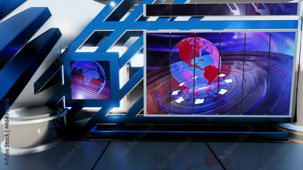 News TV Studio Set - Virtual Green Screen Background Loop motion ...