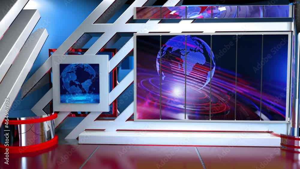 News TV Studio Set - Virtual Green Screen Background Loop motion ...