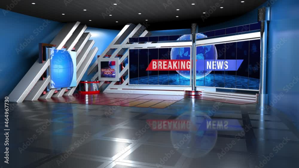 News TV Studio Set - Virtual Green Screen Background Loop motion ...