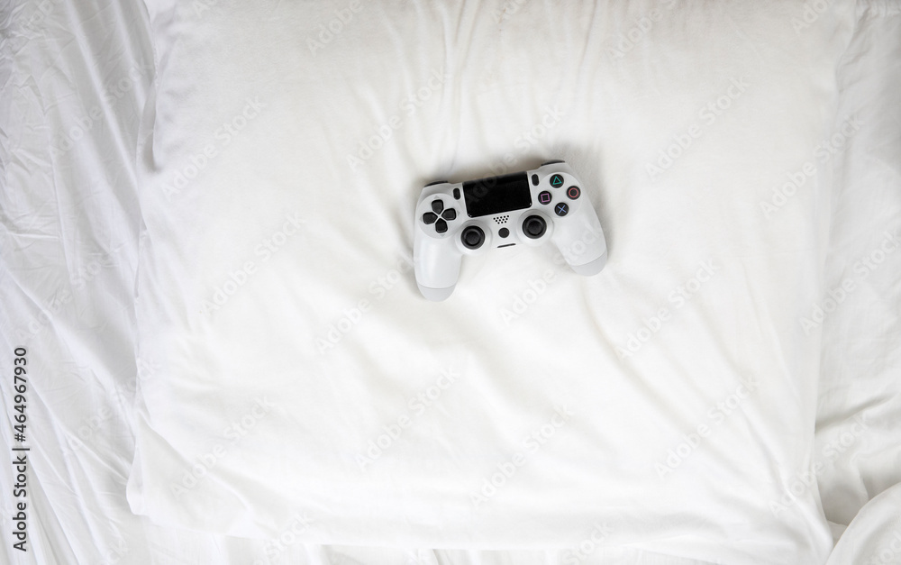 Xbox controller Closeup image top view game controller, lying on white ...