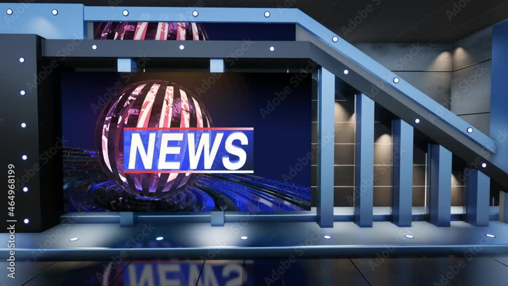 News TV Studio Set - Virtual Green Screen Background Loop motion ...