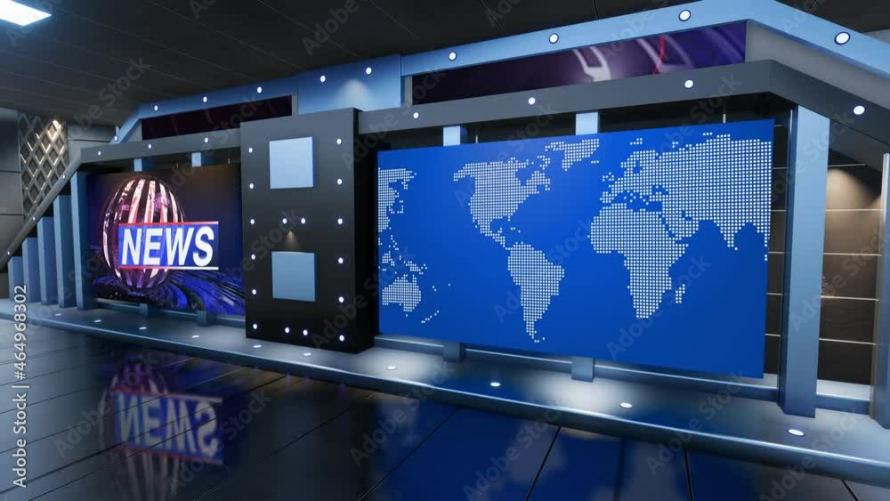 News TV Studio Set - Virtual Green Screen Background Loop motion ...