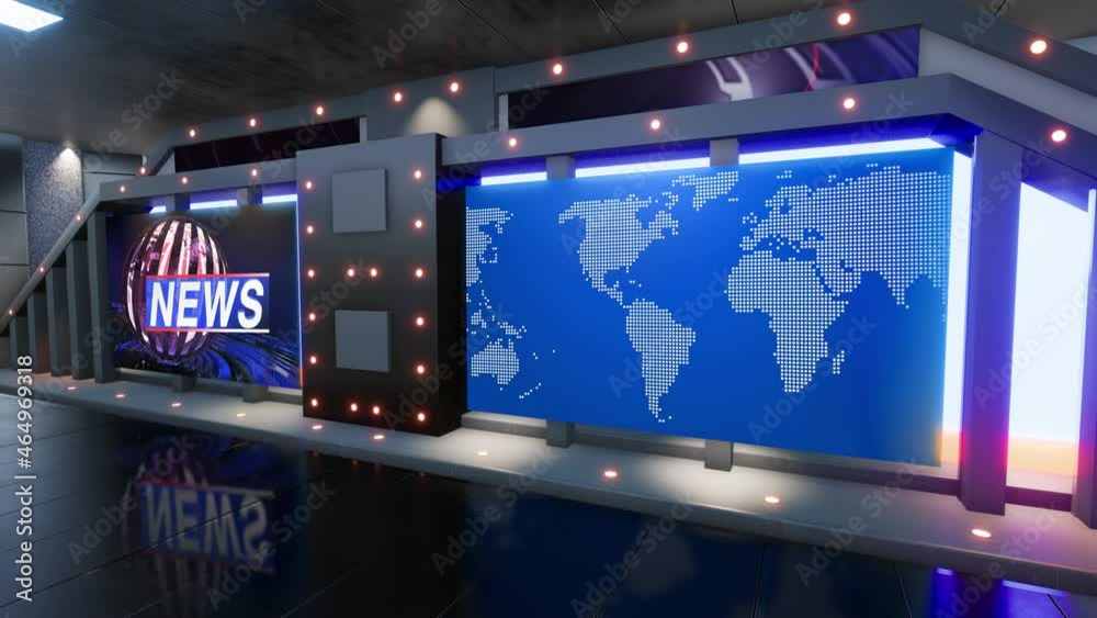 News TV Studio Set - Virtual Green Screen Background Loop motion ...