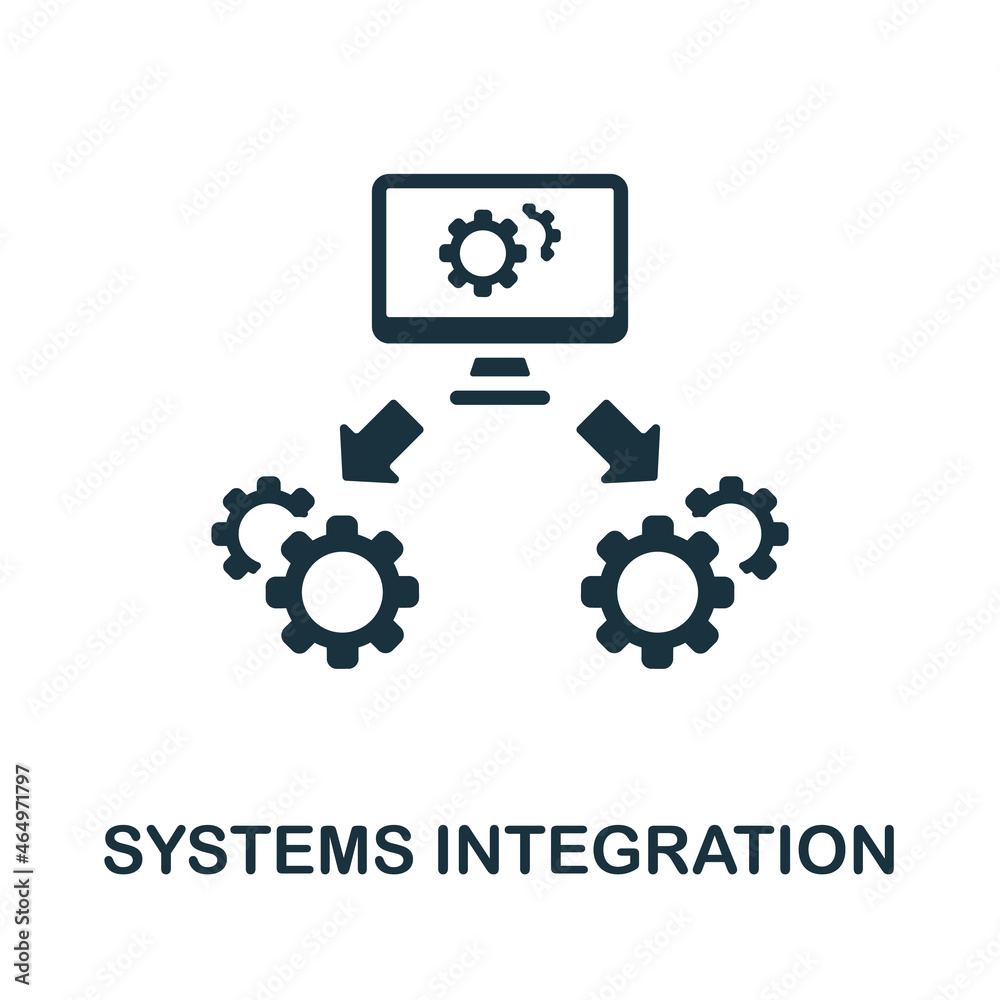 Systems Integration icon. Monochrome sign from industry 4.0 collection ... Systems Integration icon. Monochrome sign from industry 4.0 collection ...