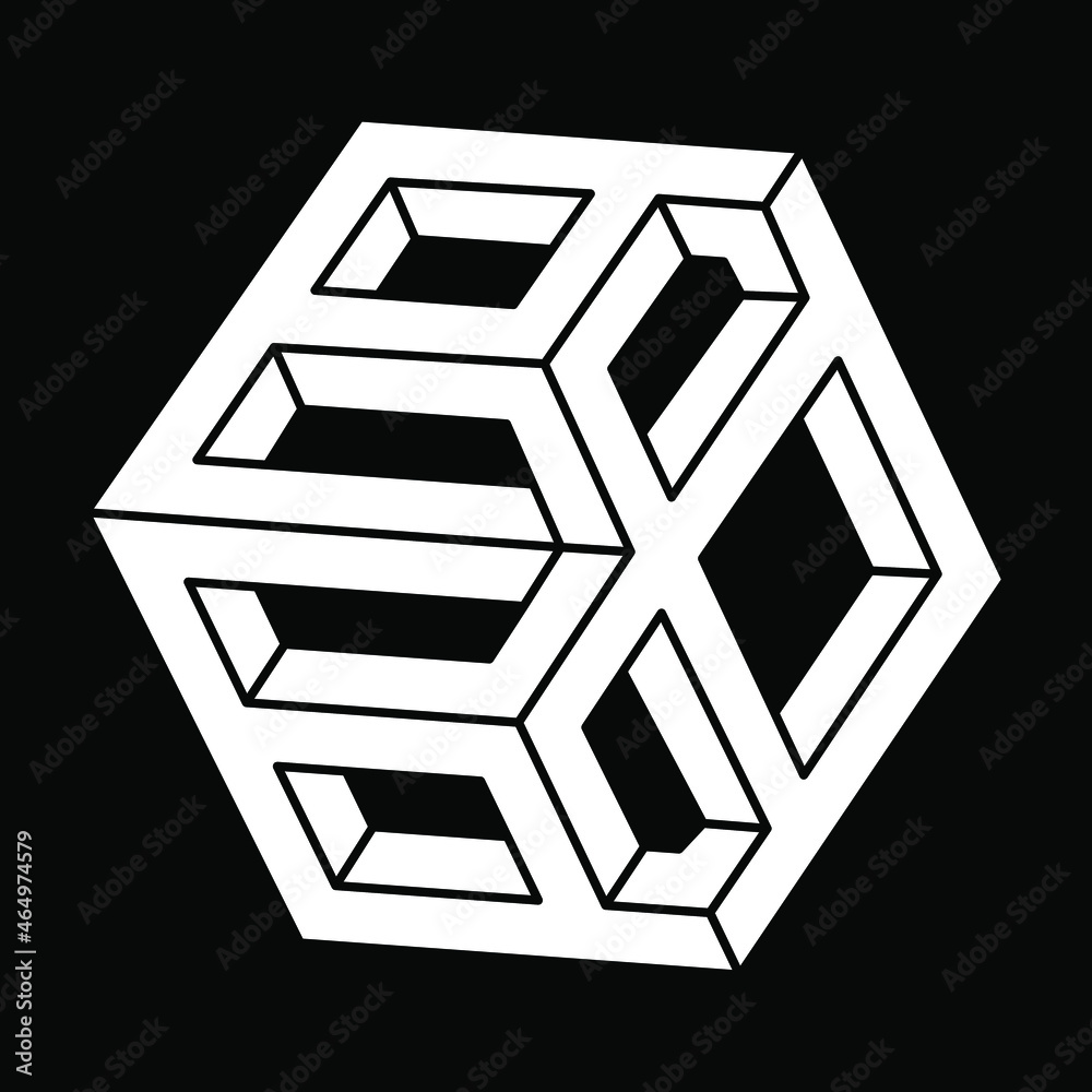 Illusion shapes. 3d geometry. Optical illusion figure. Sacred geometry ...