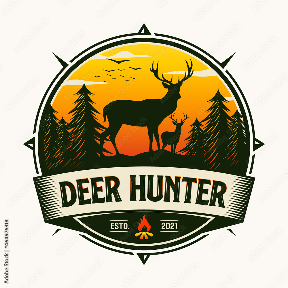 deer hunter logo Stock Vector | Adobe Stock