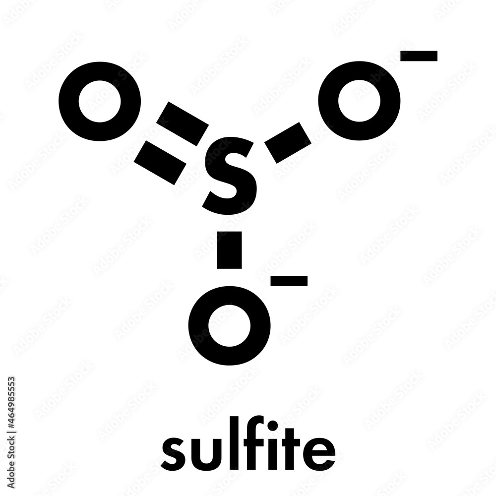 Sulfite anion, chemical structure. Sulfite salts are common food ...