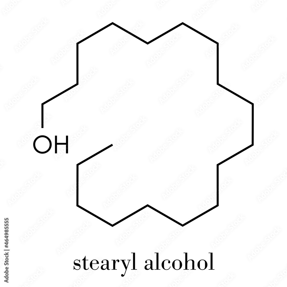 Stearyl alcohol molecule. Constituent of cetostearyl alcohol (cetearyl ...