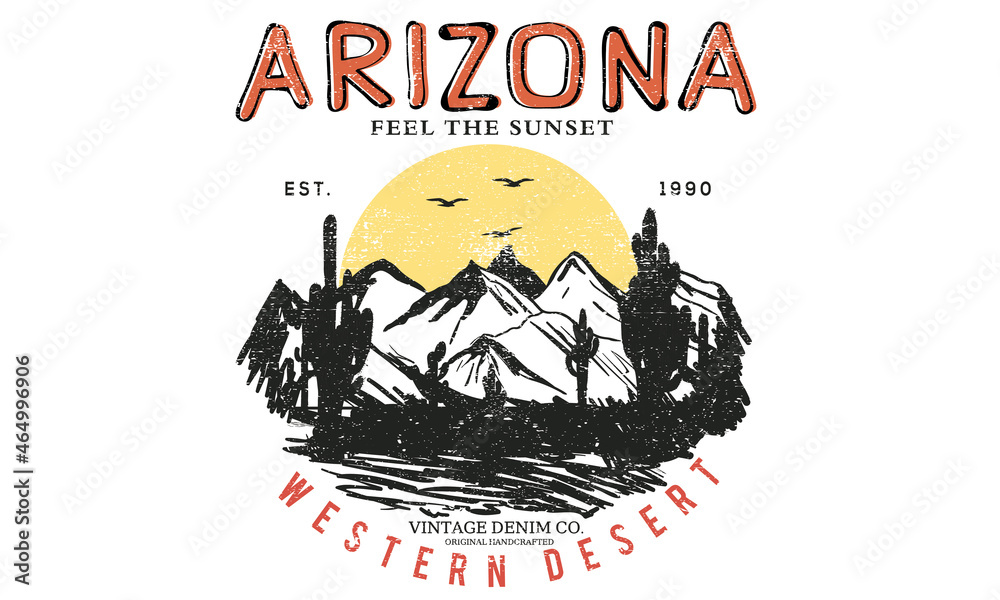 Arizona desert vibes graphic artwork for t shirt and others. Mountain ...