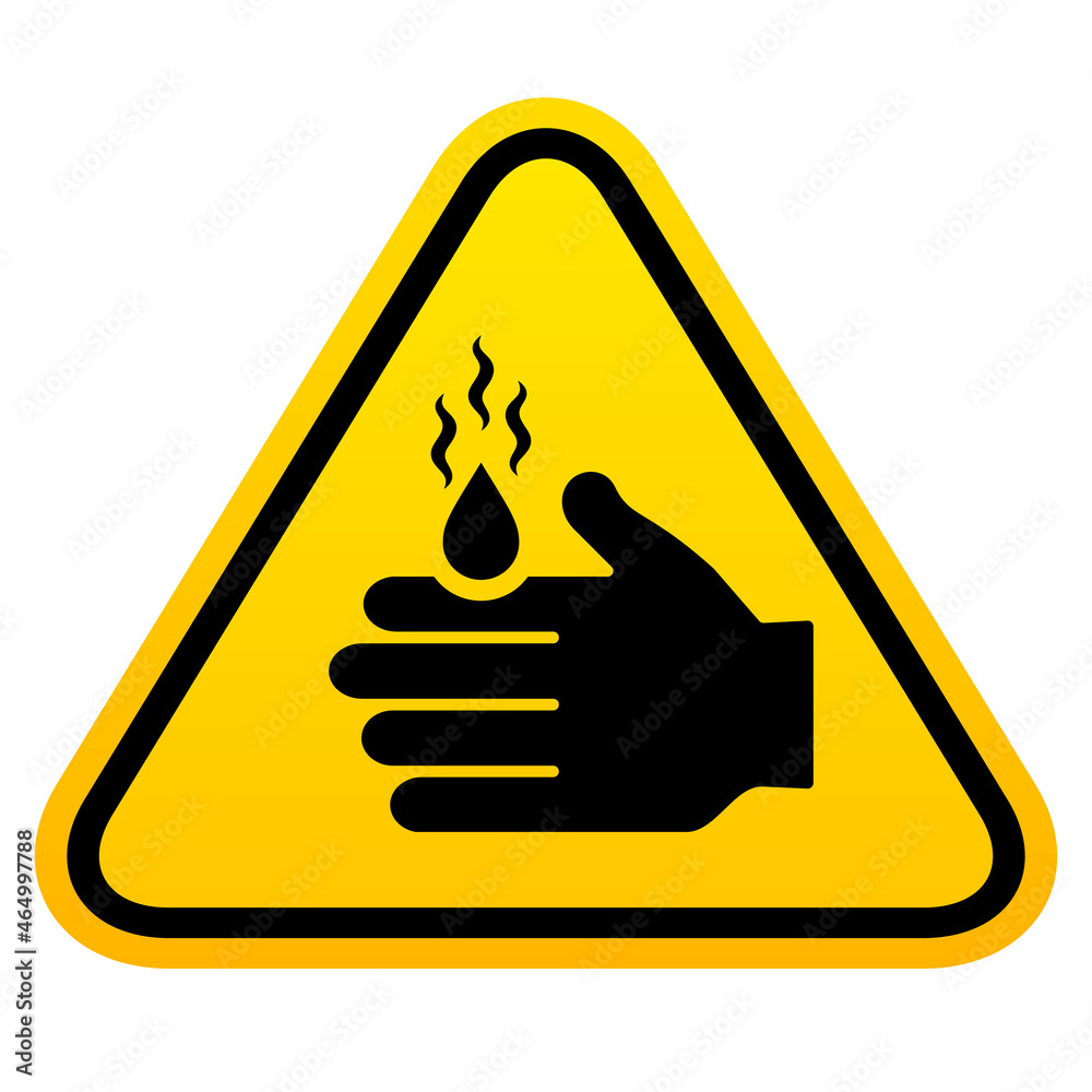 Burn hazard yellow safety sign Stock Vector | Adobe Stock