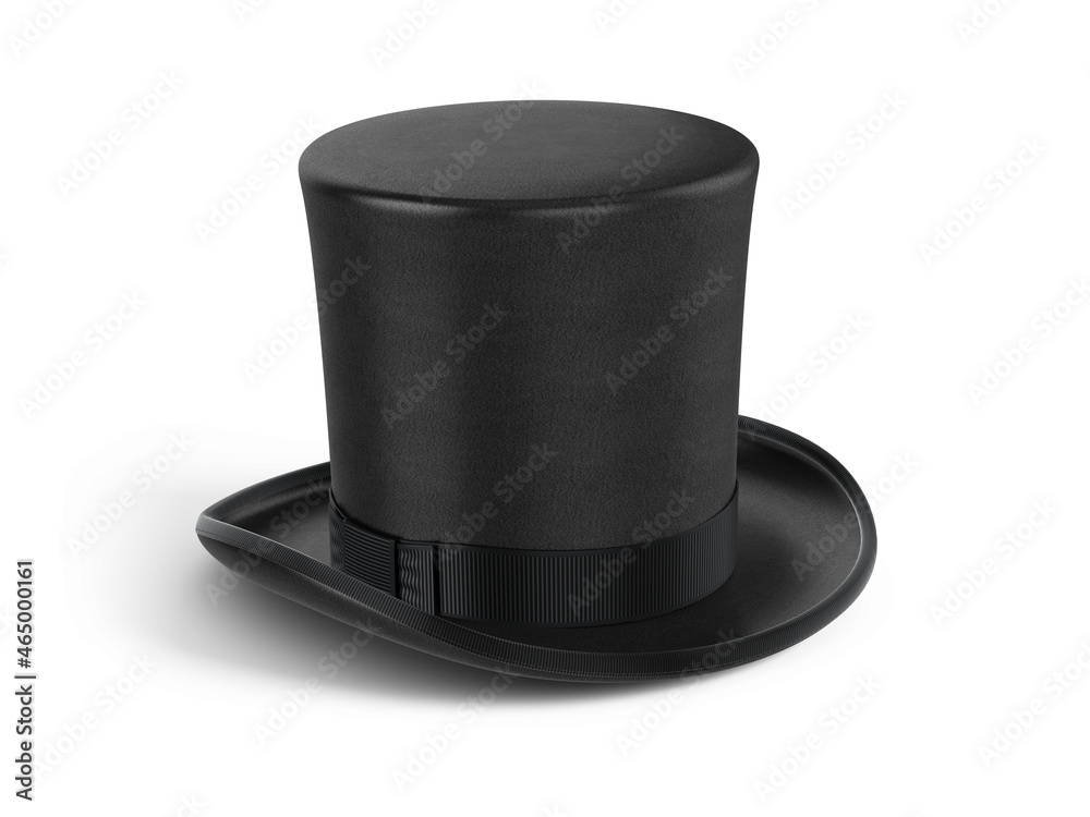 Cylinder black top hat isolted on white background. 3d rendered ...