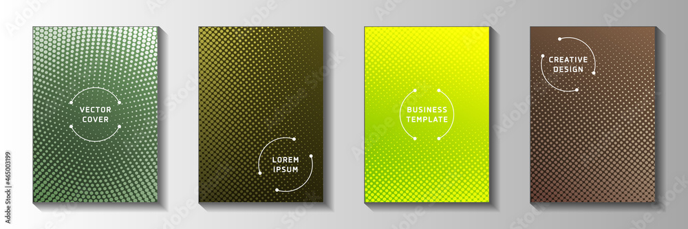 Flat dot faded screen tone front page templates vector collection ...
