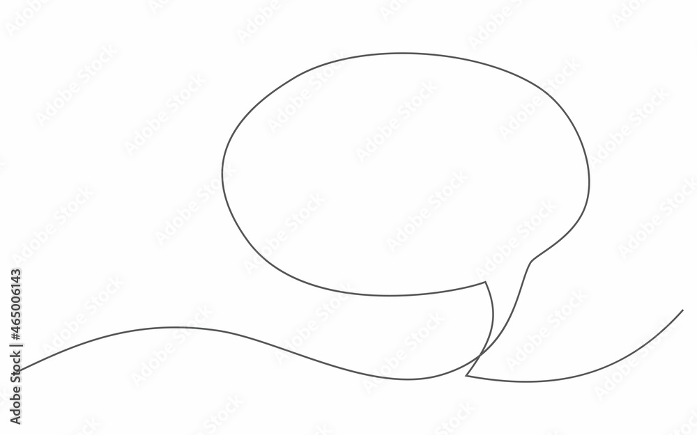 Speech bubble. One line drawing. Vector speech bubble in line style ...