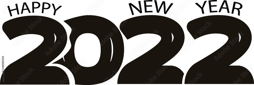 Vector image of black and white lines of the new year 2022 for poster ...