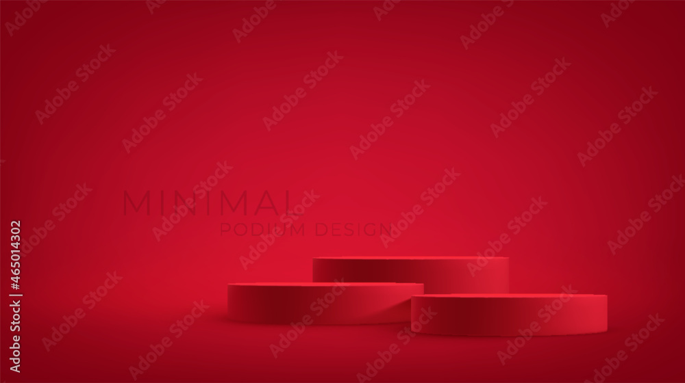 Realistic 3d red product podium on red background. Red product stage ...