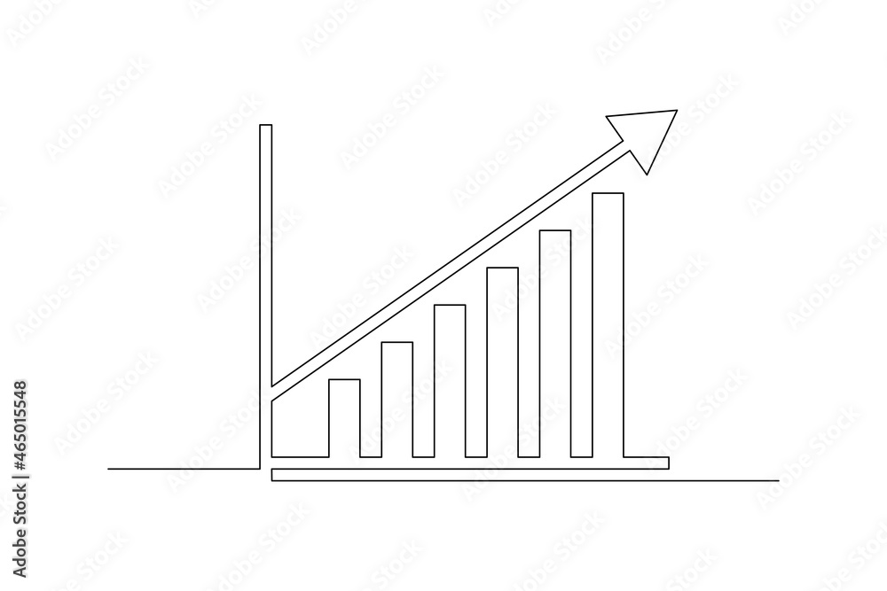 Continuous line drawing of graph icon isolated on white background ...