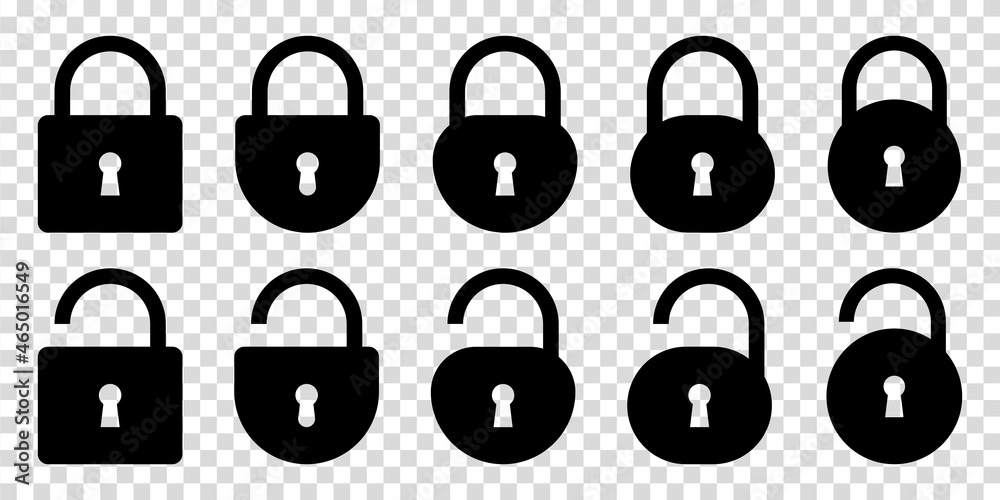 Set of lock and unlock icons. Vector illustration isolated on ...