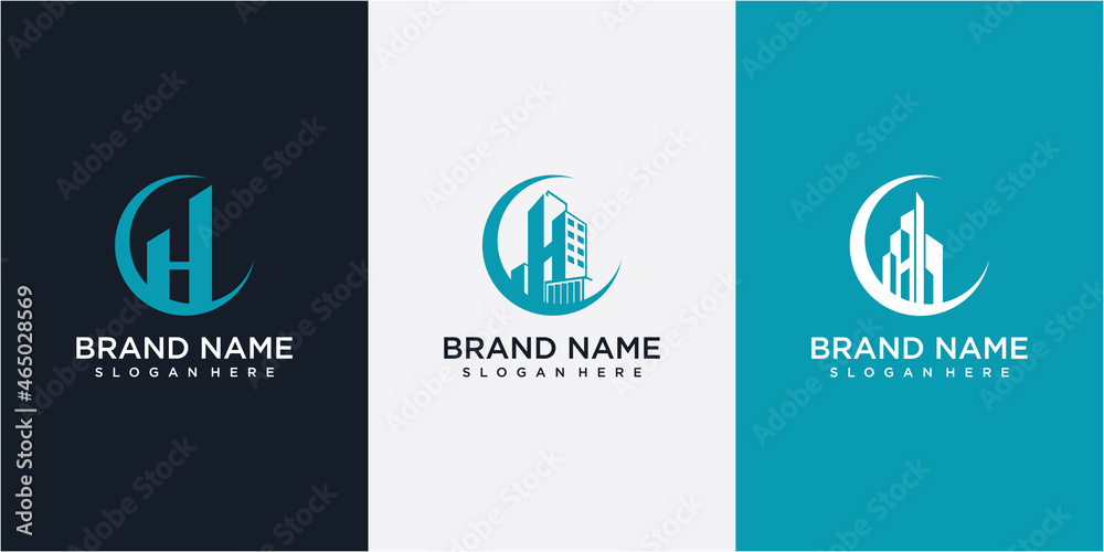 Building With Letter H Logo Design. Building H in the moon logo design ...