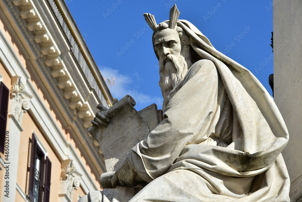 Statue of Moses on the basement of the Column of Immaculate Conception ...