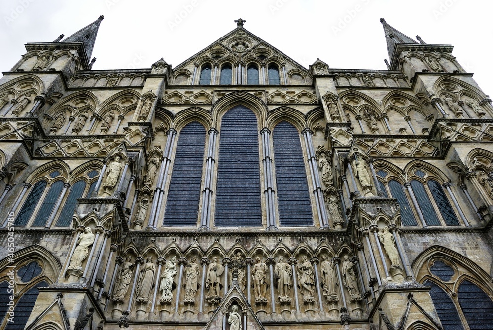 Exterior details of the 800 years old Salisbury Cathedral, formally the ...