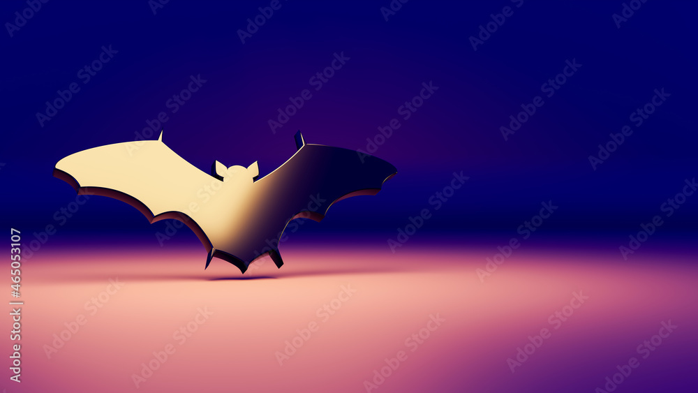 Bat logo 3d model in blue orange color. 3d illustration Stock ...