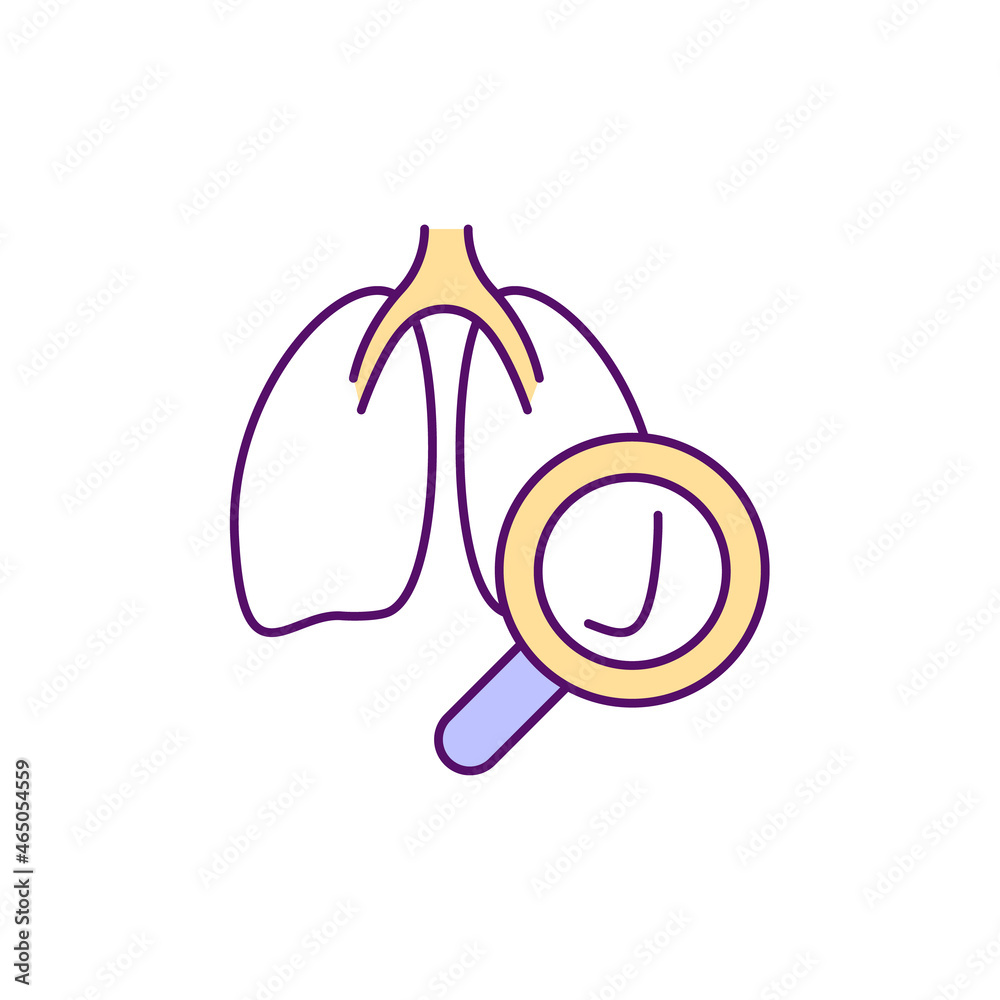 Lungs function check up RGB color icon. Diagnosing lung cancer ...