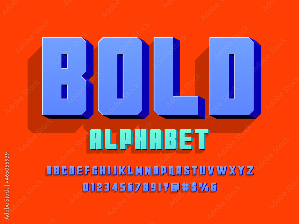 Vector of stylized modern bold alphabet design with uppercase, numbers ...