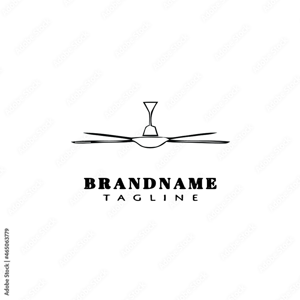 ceiling fan cartoon logo symbol template icon black isolated vector ...