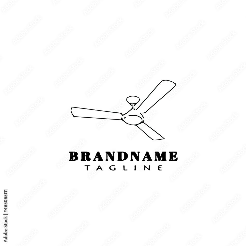 ceiling fan logo design template icon black isolated illustration ...