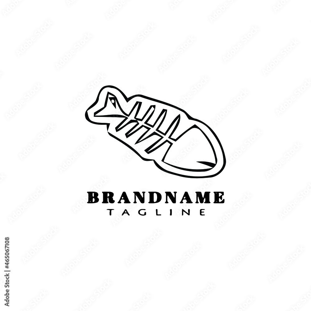 fish bone logo cartoon design template icon black isolated vector Stock ...
