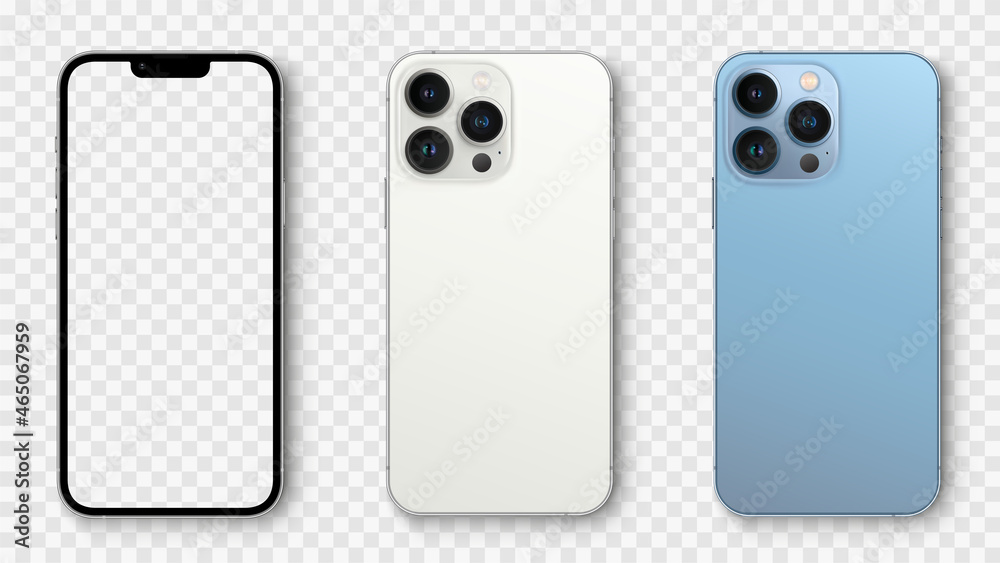 Realistic models smartphone with transparent screens. Smartphone mockup ...