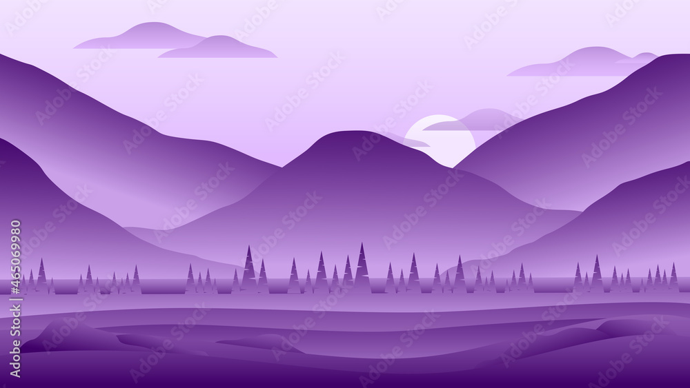 Violet Landscape Background (Walpaper) Stock Vector | Adobe Stock