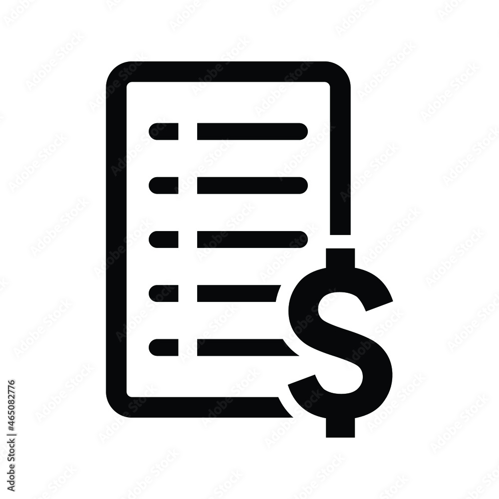 Page, contract, price list icon. Black vector graphics. Stock Vector ...