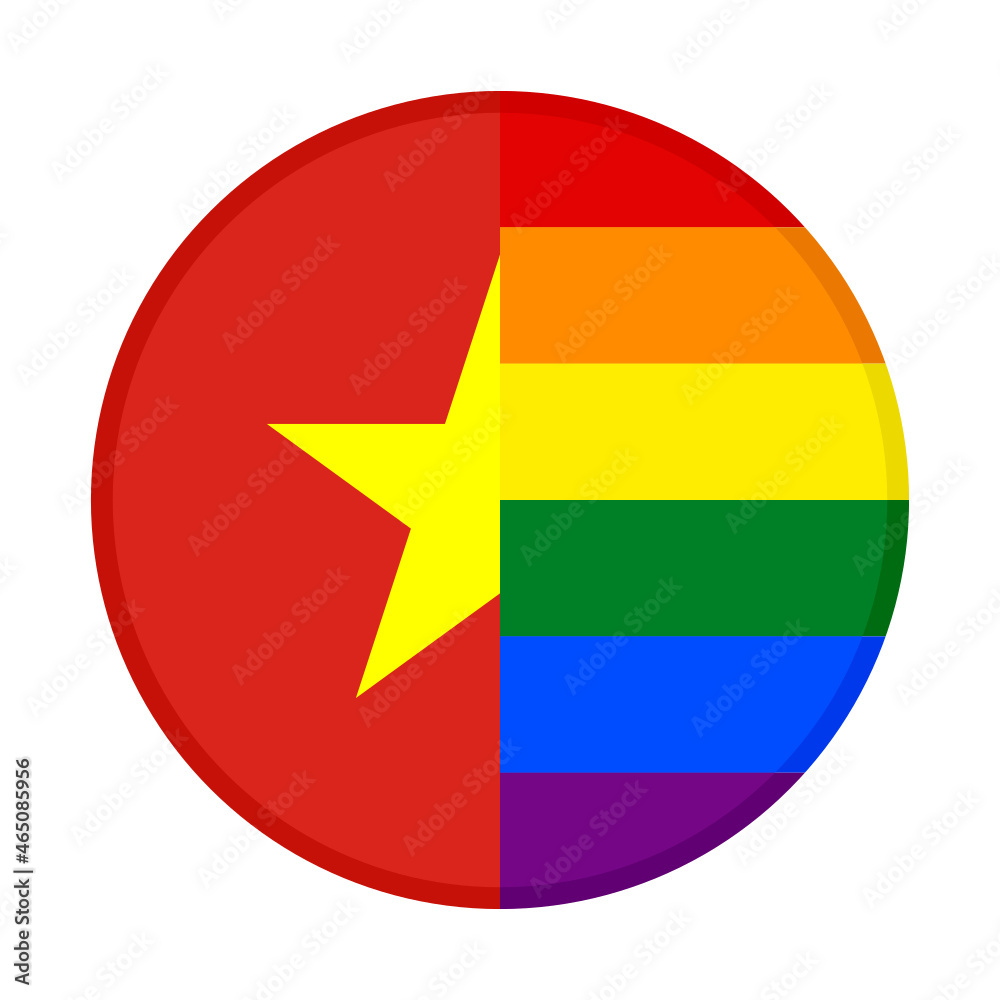 round icon with vietnam and rainbow flags. vector illustration isolated ...